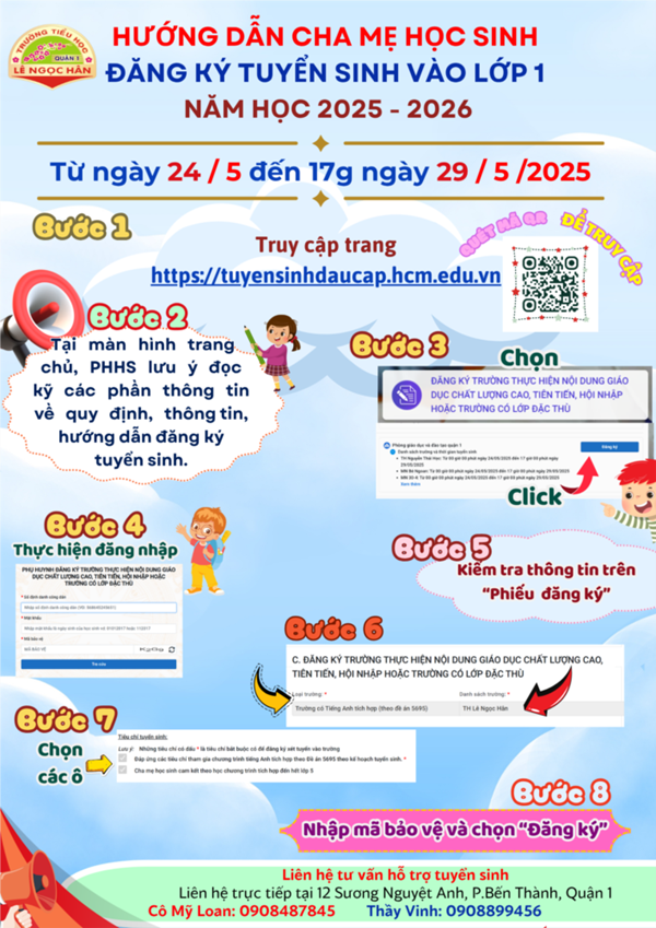 Hướng dẫn đăng ký tuyển sinh năm học 2025 - 2026 | Trường Tiểu học Lê Ngọc Hân